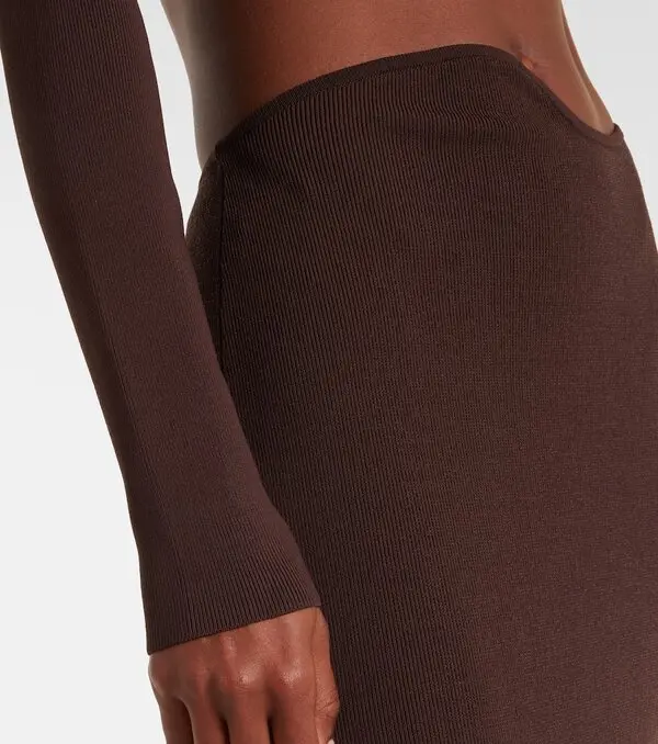 Christopher Esber Asymmetric Knitted Crop Top Espresso