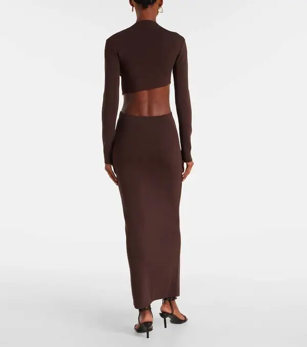 Christopher Esber Asymmetric Knitted Crop Top Espresso