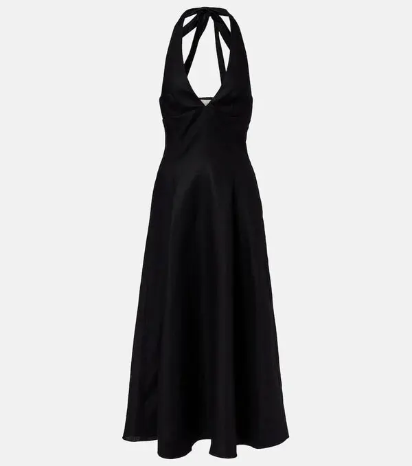Faithfull The Brand Linen Midi Dress - Black