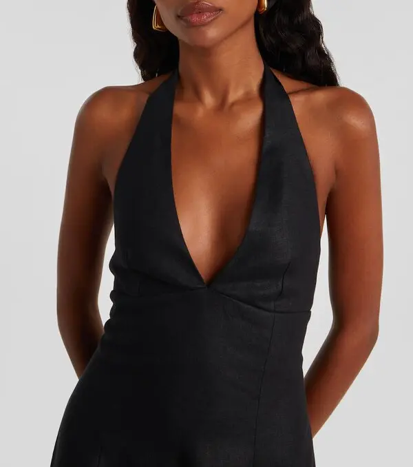 Faithfull The Brand Linen Midi Dress - Black