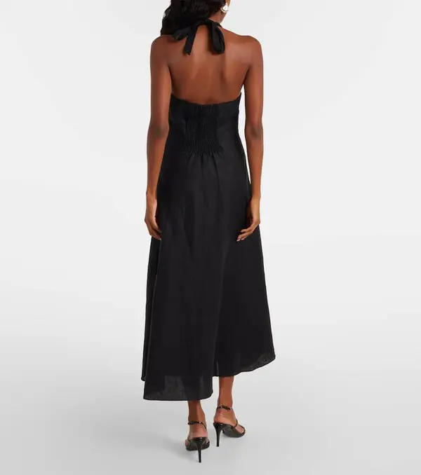 Faithfull The Brand Linen Midi Dress - Black