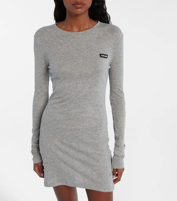 Miu Miu Cotton Jersey Minidress - Grey