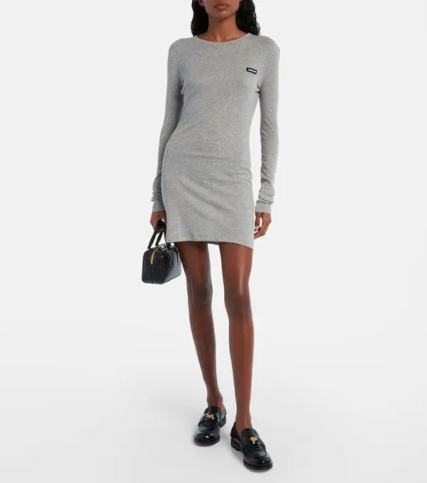 Miu Miu Cotton Jersey Minidress - Grey