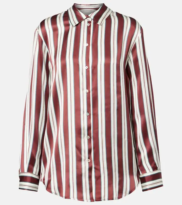 Asceno Striped Silk Pajama Shirt - Multicoloured