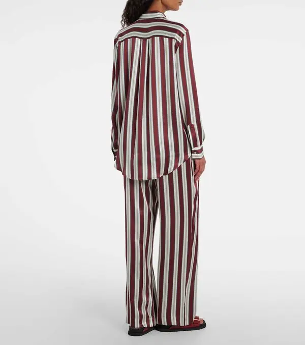 Asceno Striped Silk Pajama Shirt