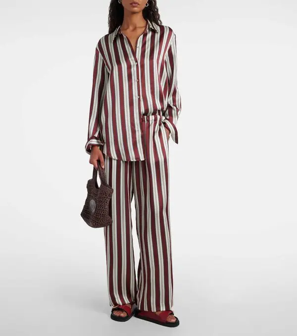 Asceno Striped Silk Pajama Shirt