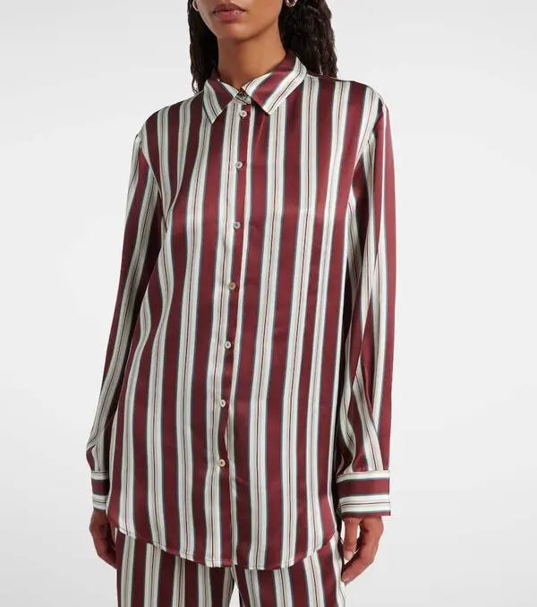 Asceno Striped Silk Pajama Shirt
