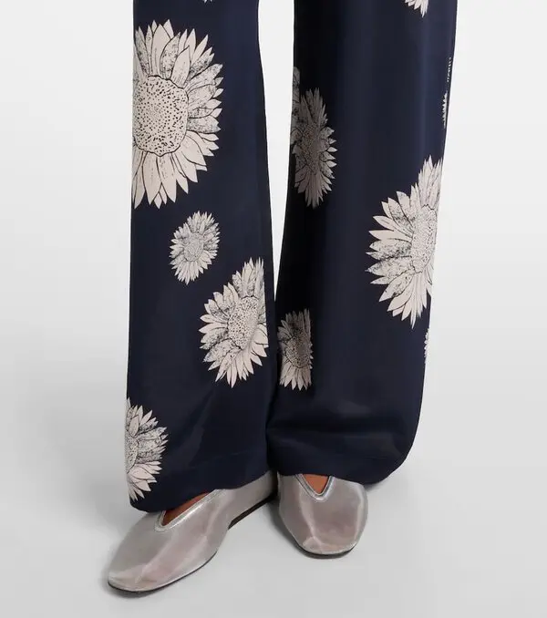 Asceno Isola Silk Crepe Straight Pants