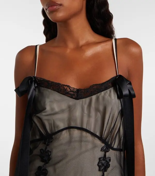 Simone Rocha Lace-trimmed Sheer Midi Dress