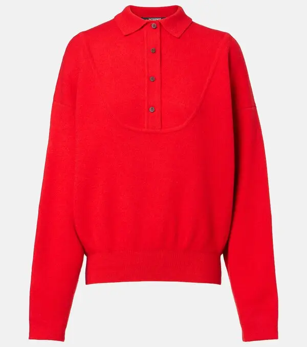 Jacquemus Balloon Wool And Cashmere Polo Sweater - Red