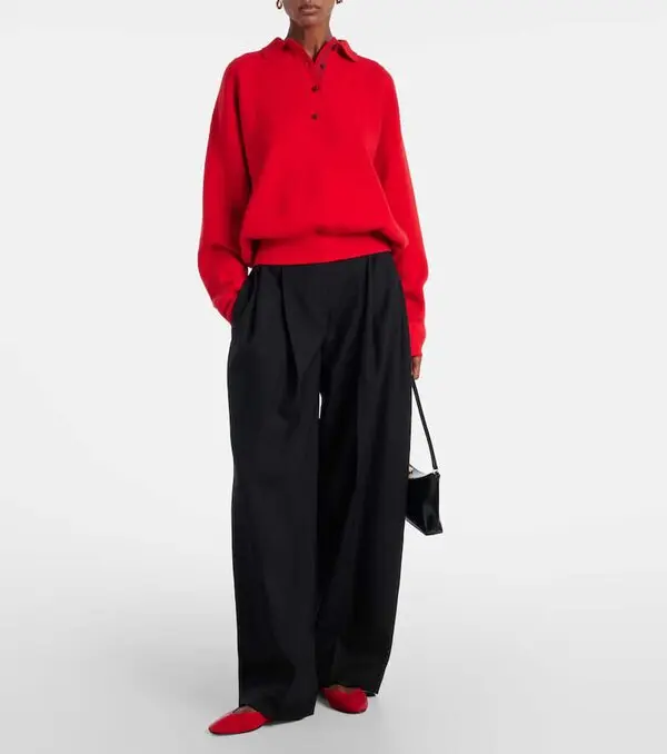 Jacquemus Balloon Wool And Cashmere Polo Sweater - Red