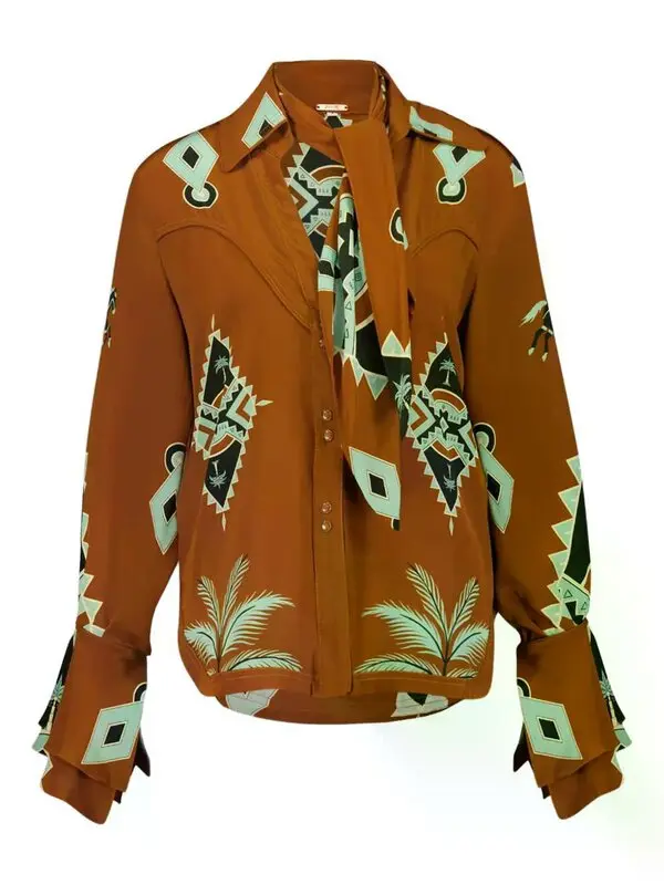 Johanna Ortiz Geometric-print Shirt - Brown