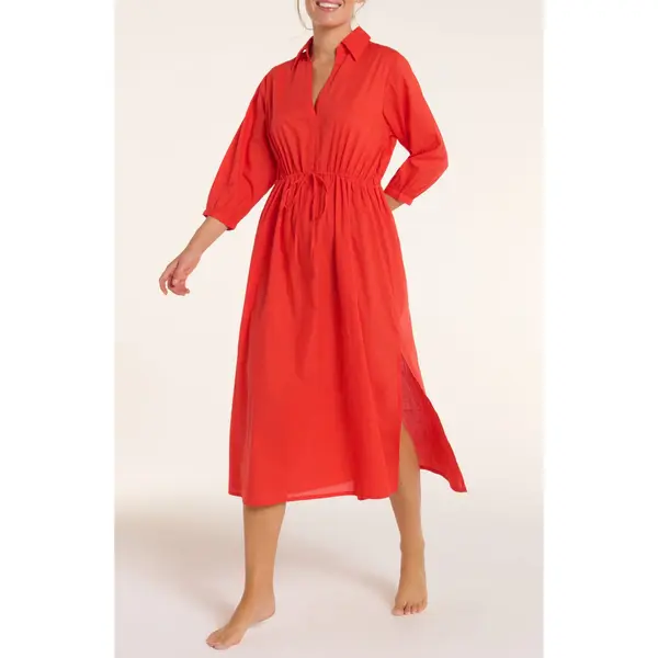 HERMOZA Natalia Cinched Tie Cover Up - Celosia Orange