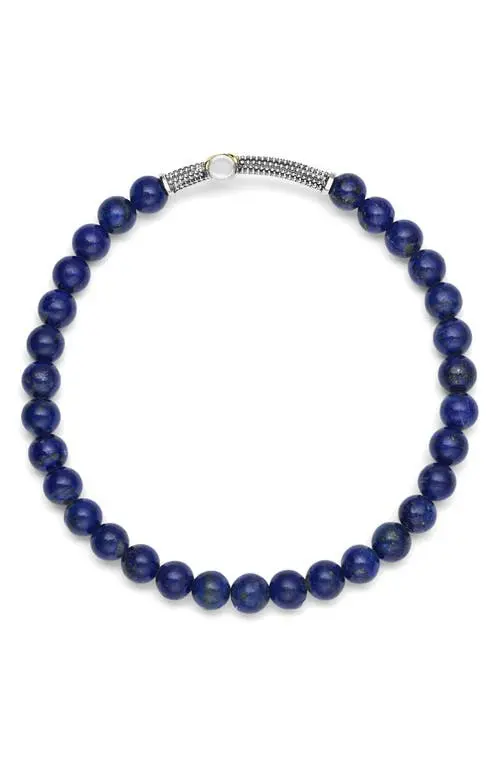 Lagos Anthem Cross Lapis Beaded Stretch Bracelet - Silver