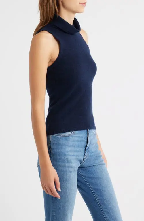 REFORMATION Marcy Sleeveless Cashmere Turtleneck Sweater - Navy