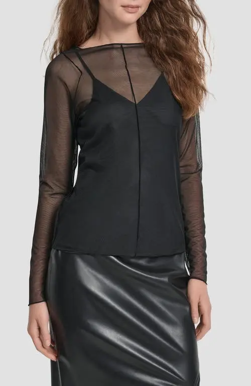 Dkny Exposed Seam Mesh Top