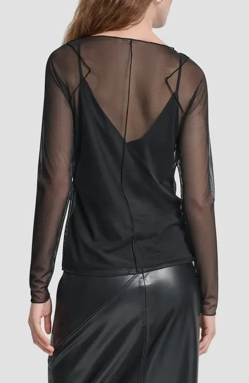 Dkny Exposed Seam Mesh Top