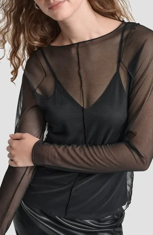 Dkny Exposed Seam Mesh Top