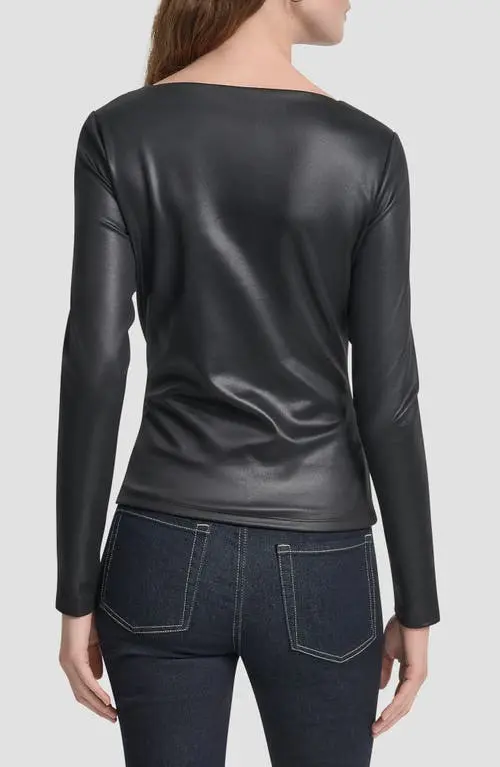 Dkny Faux Leather Knit Top