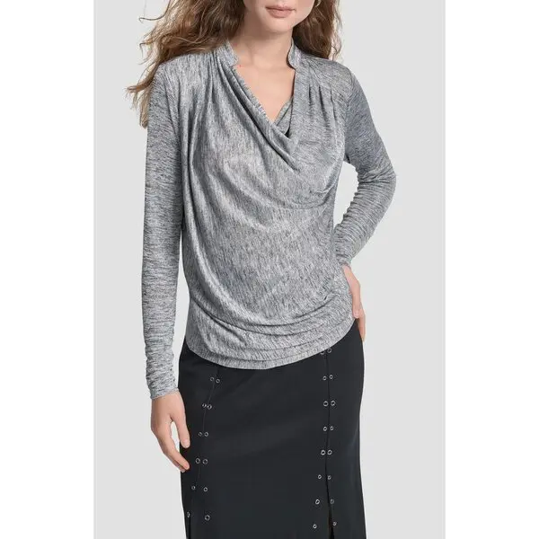 Dkny Foil Drape Top - Graphite