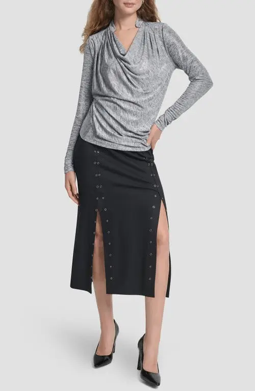 Dkny Foil Drape Top - Graphite