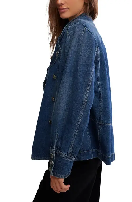 Free People Imogene Double Breasted Denim Jacket
