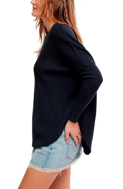 Free People Oversized Thermal Top - Black