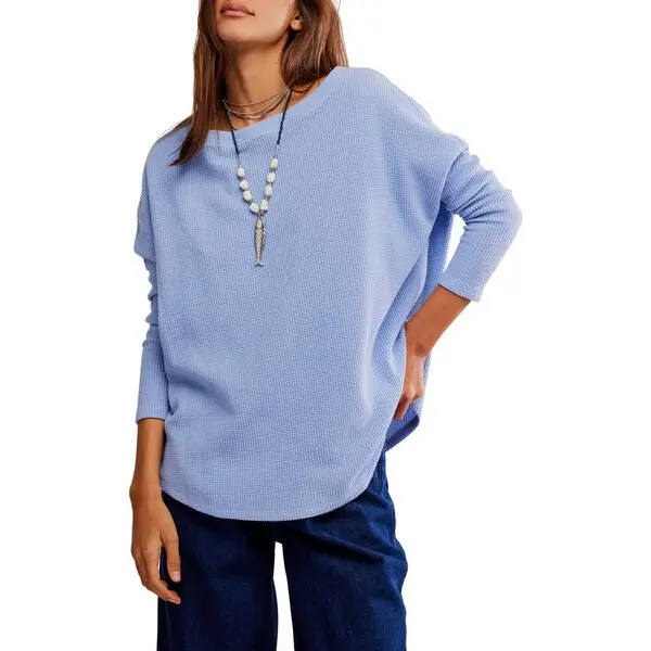 Free People Oversized Thermal Top - Dawn Breeze