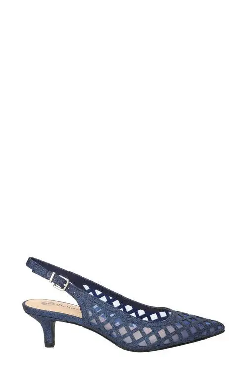 BELLA VITA Noel Pointed Toe Slingback Pumps - Navy Glitter