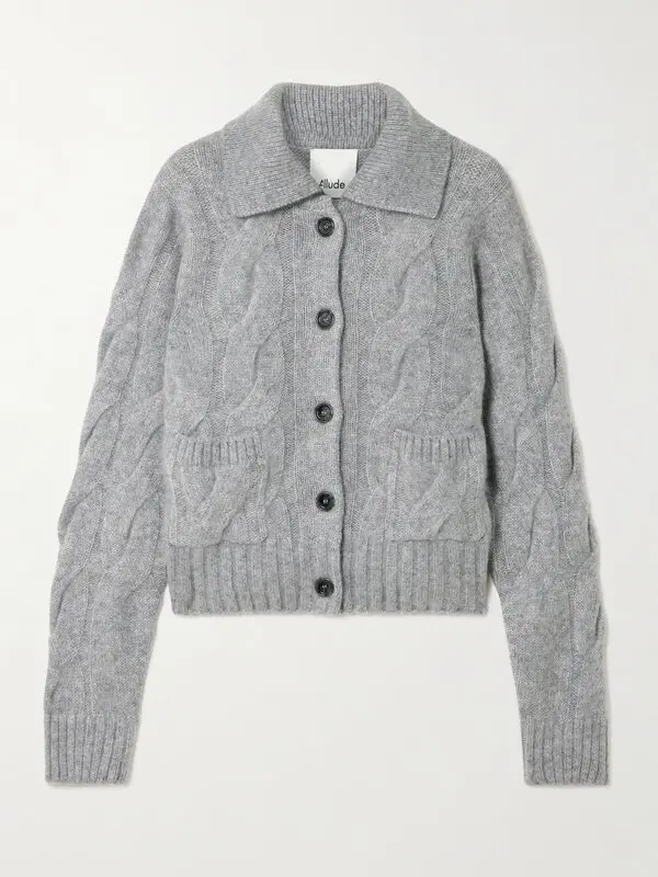 ALLUDE Cable-knit Cashmere And Silk-blend Cardigan
