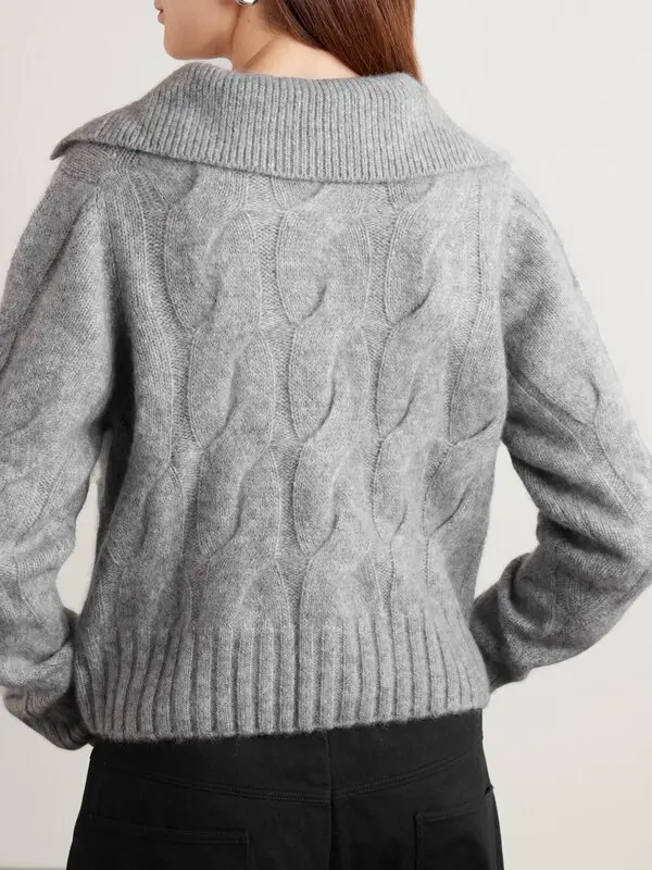 ALLUDE Cable-knit Cashmere And Silk-blend Cardigan