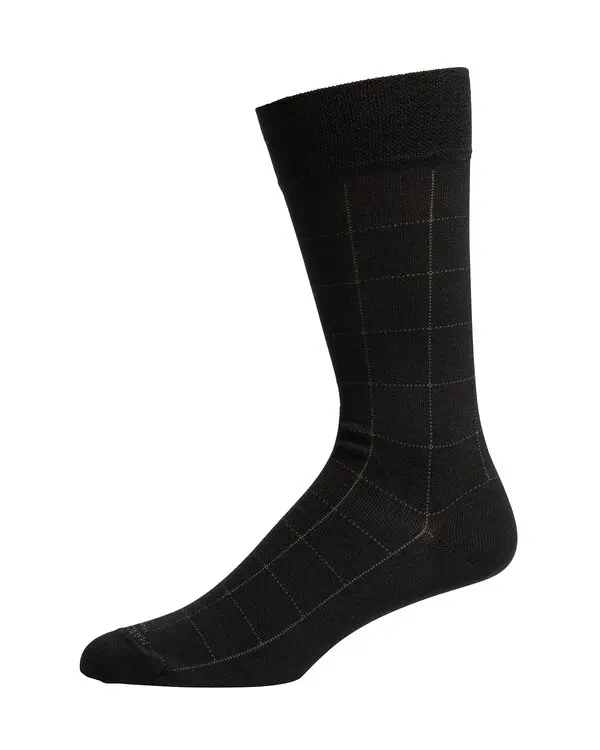 Marcoliani Windowpane Mid-calf Socks - Oxford