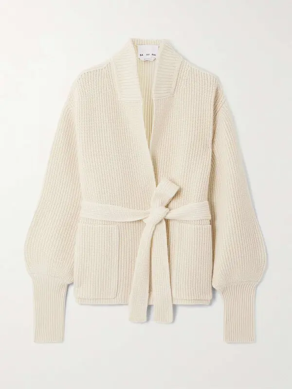 Sasuphi Belted Ribbed Cashmere Cardigan