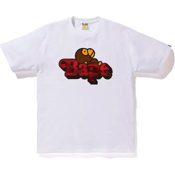 A BATHING APE Camo Milo On T-shirt - White/red