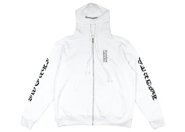 Chrome Hearts Vertical Logo Zip-up Hoodie - White