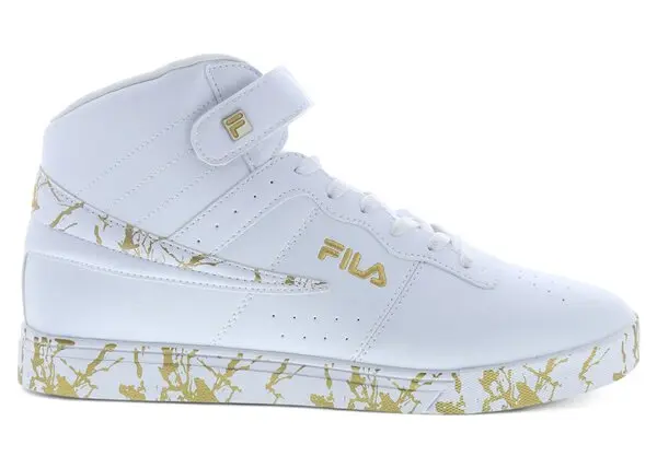 FILA Vulc 13 Mid Marble Gold Sneakers - White/metallic Gold