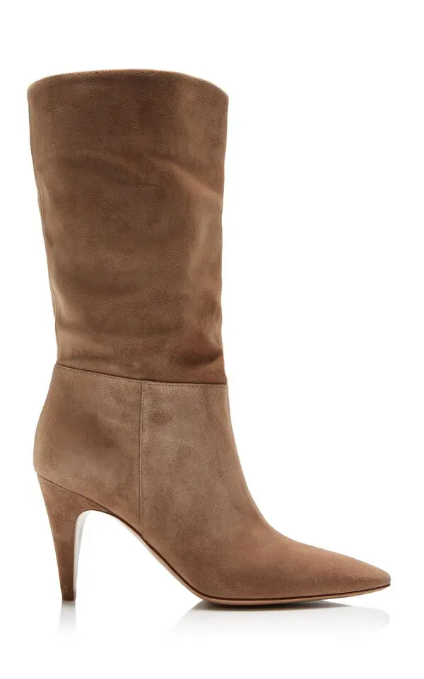 GIANVITO ROSSI Slouchy Suede Boots - Tan