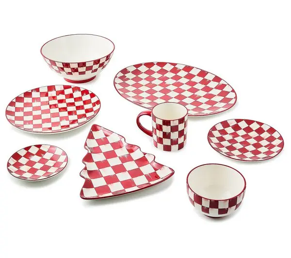 MACKENZIE-CHILDS As Is Cherry Check Tree Serving Dish