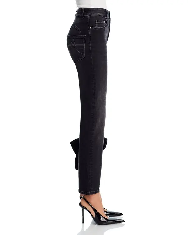 AREA Bow Detail Straight Leg Jeans