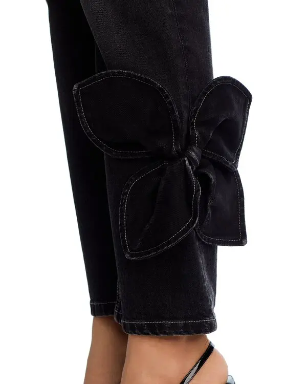 AREA Bow Detail Straight Leg Jeans