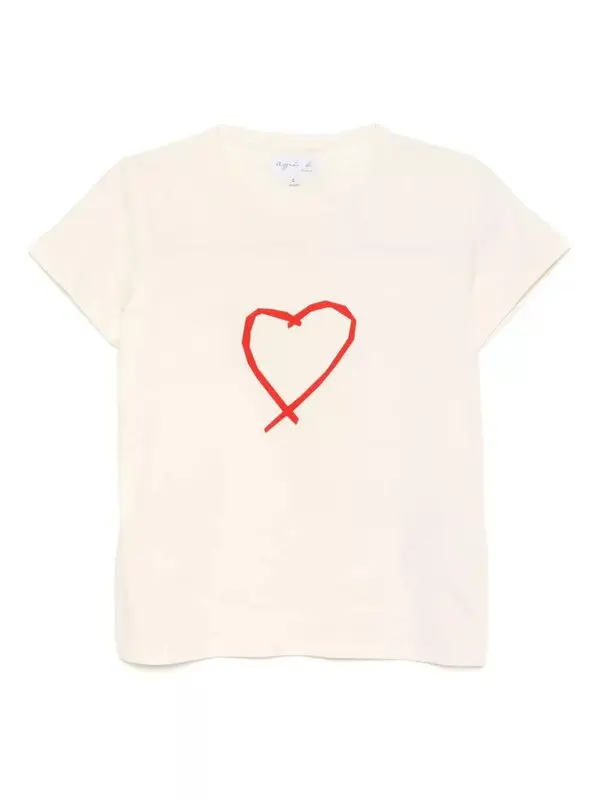 AGNÈS B. Graphic-print Cotton T-shirt - Neutrals