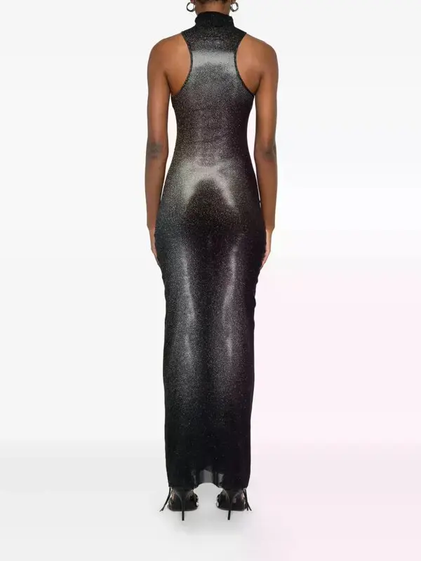 knee length dresses for ladies Eva Body Print Mesh Dress - Black and White 8