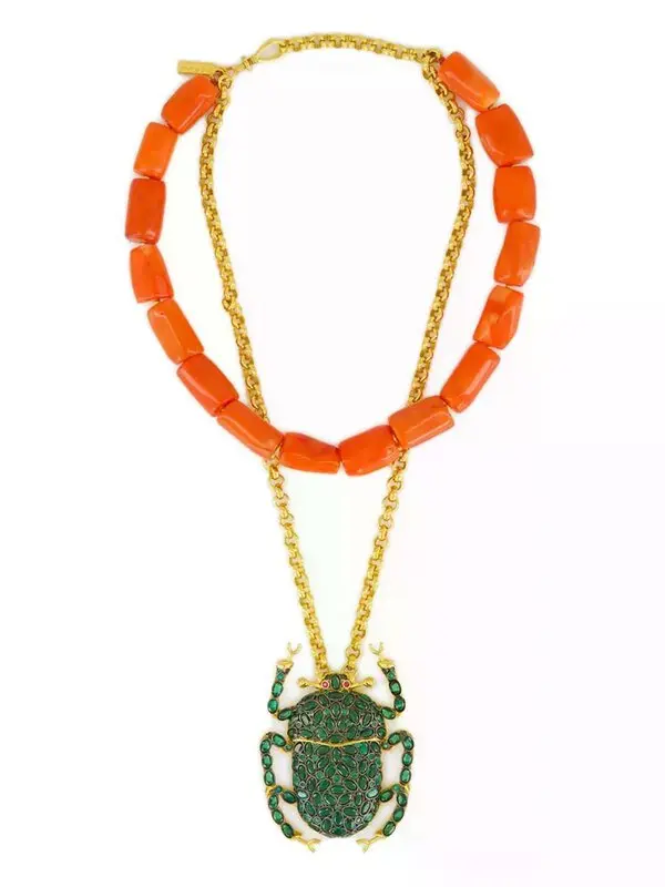 Begum Khan Scarab Motif Necklace - Green