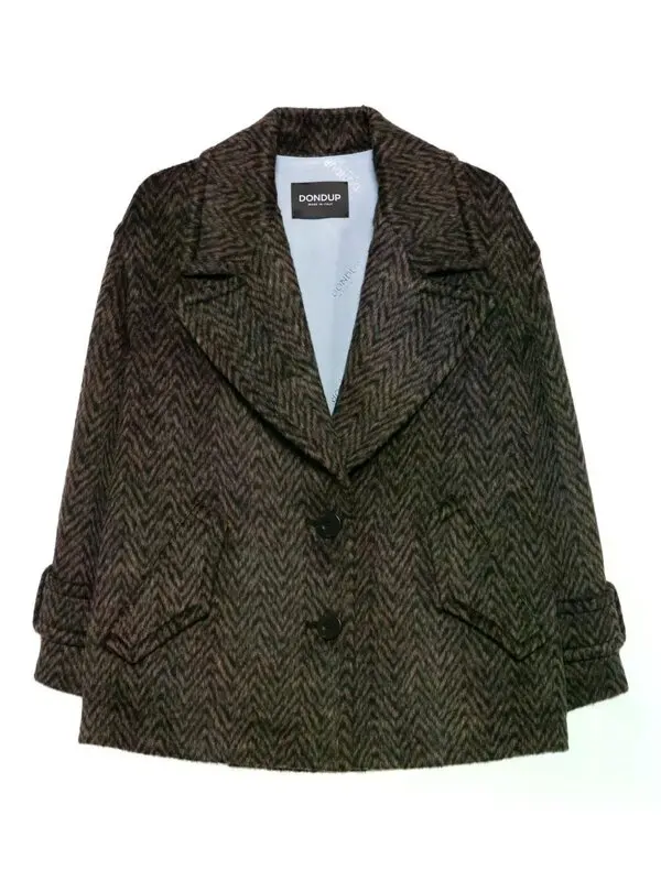 DONDUP Herringbone Pattern Button Coat