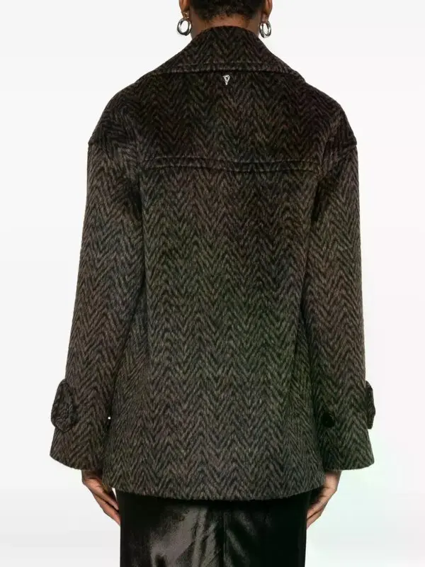 DONDUP Herringbone Pattern Button Coat