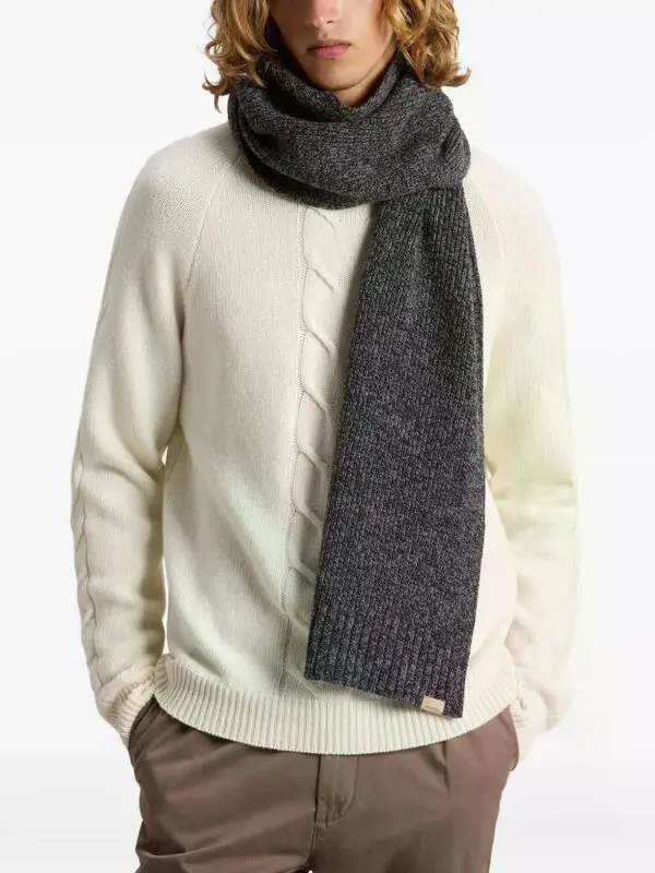 Woolrich Mouline Ribbed Wool Scarf - Black