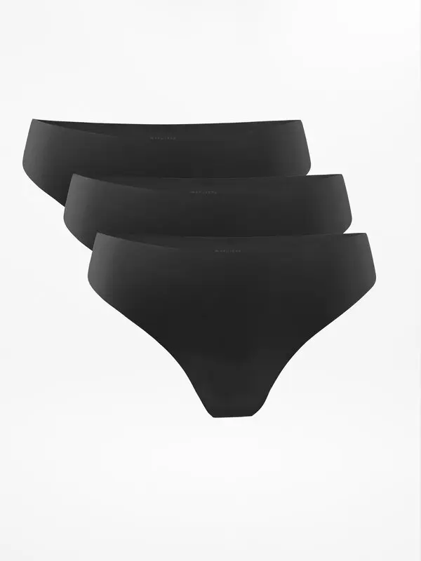 Athleta Sleek Form No Show Bikini Underwear 3-pack - Black/black/black