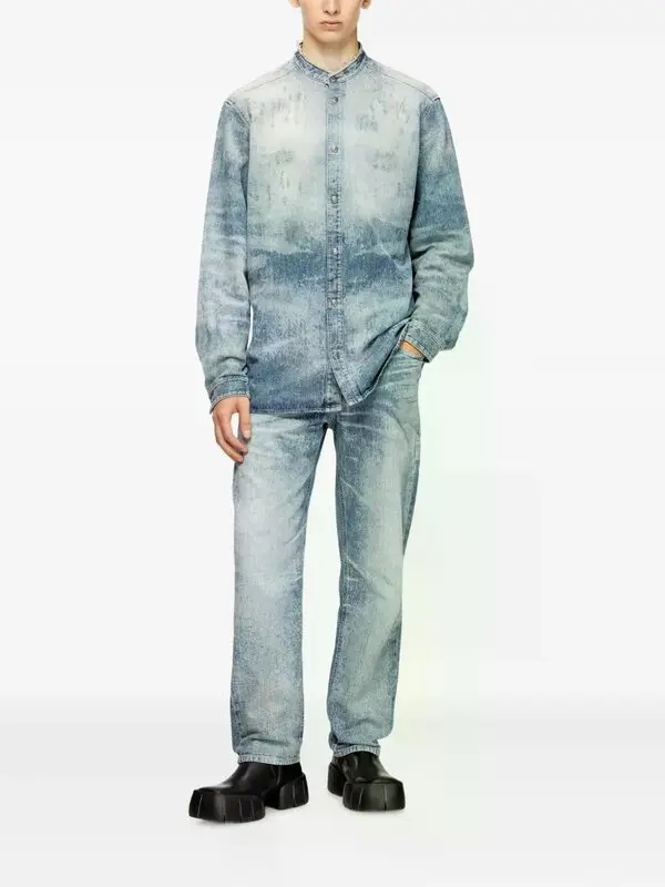 DIESEL® D-simp-fsh Mandarin-collar Denim Shirt