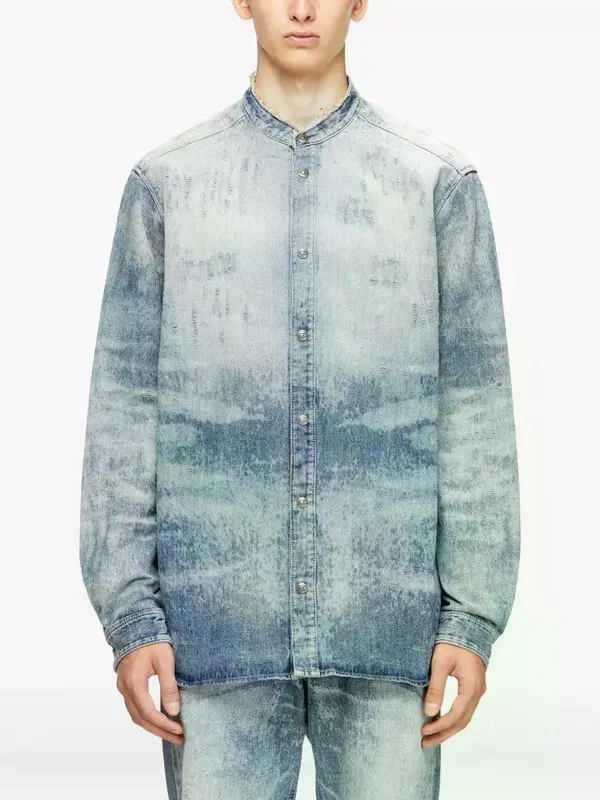 DIESEL® D-simp-fsh Mandarin-collar Denim Shirt
