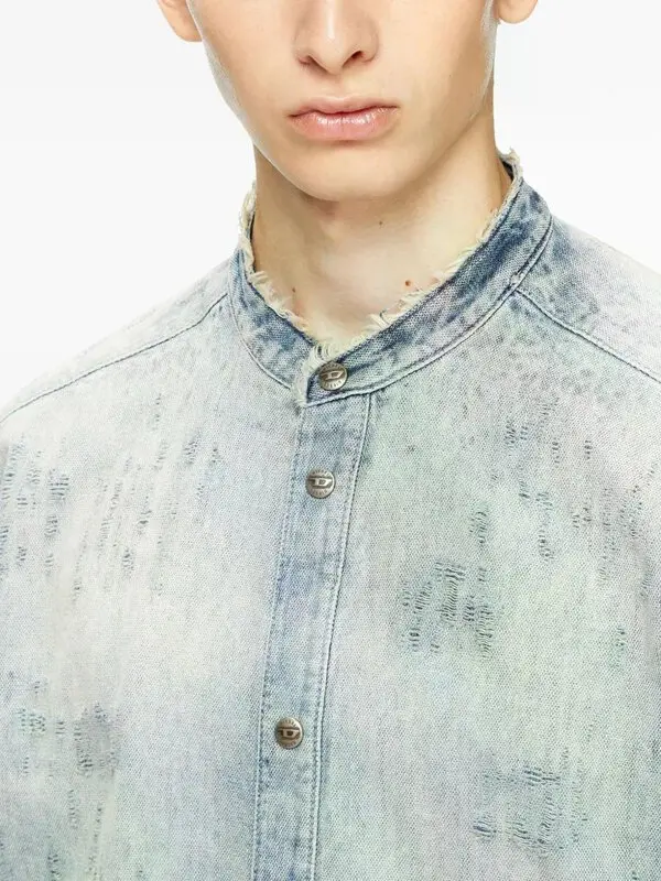 DIESEL® D-simp-fsh Mandarin-collar Denim Shirt